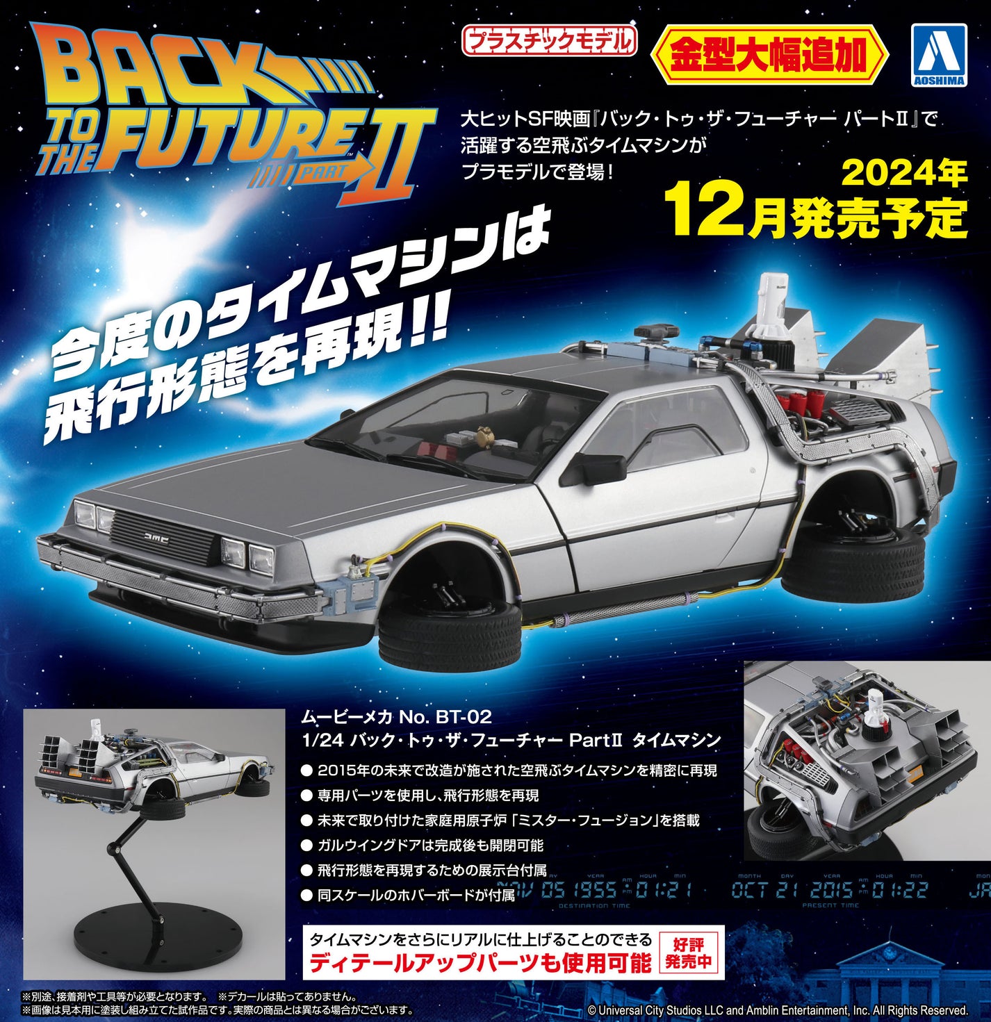 Back to the Future Part II DeLorean Time Machine 1:24 Scale Model Kit ...